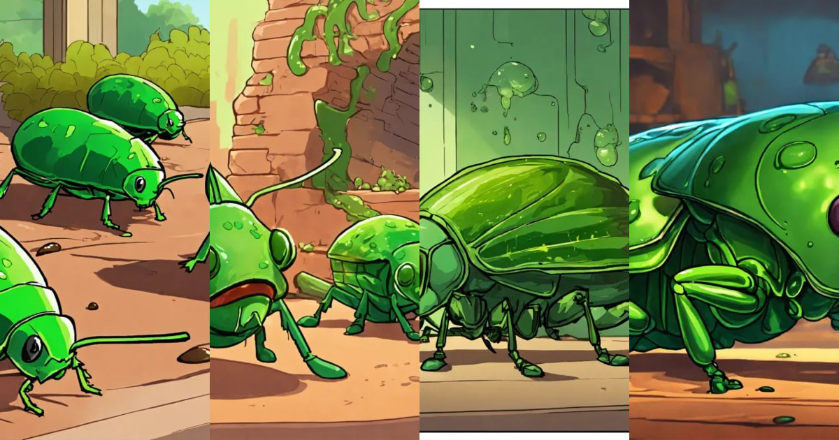 Lexica - Green ooze covering cockroaches, as they start growing in size ...