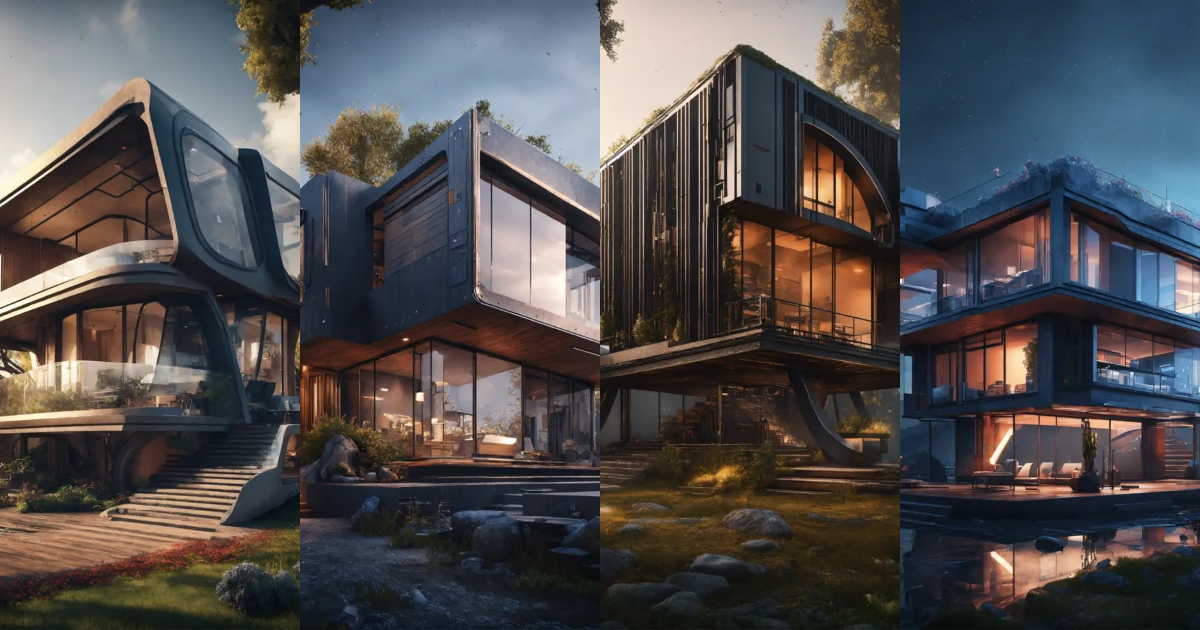 Lexica - Beautiful futuristic house, High Definition HD, High Detail ...