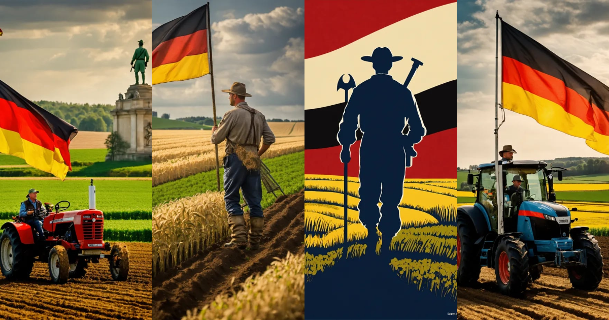 Lexica - German farmer working in his field with elements reminiscent ...