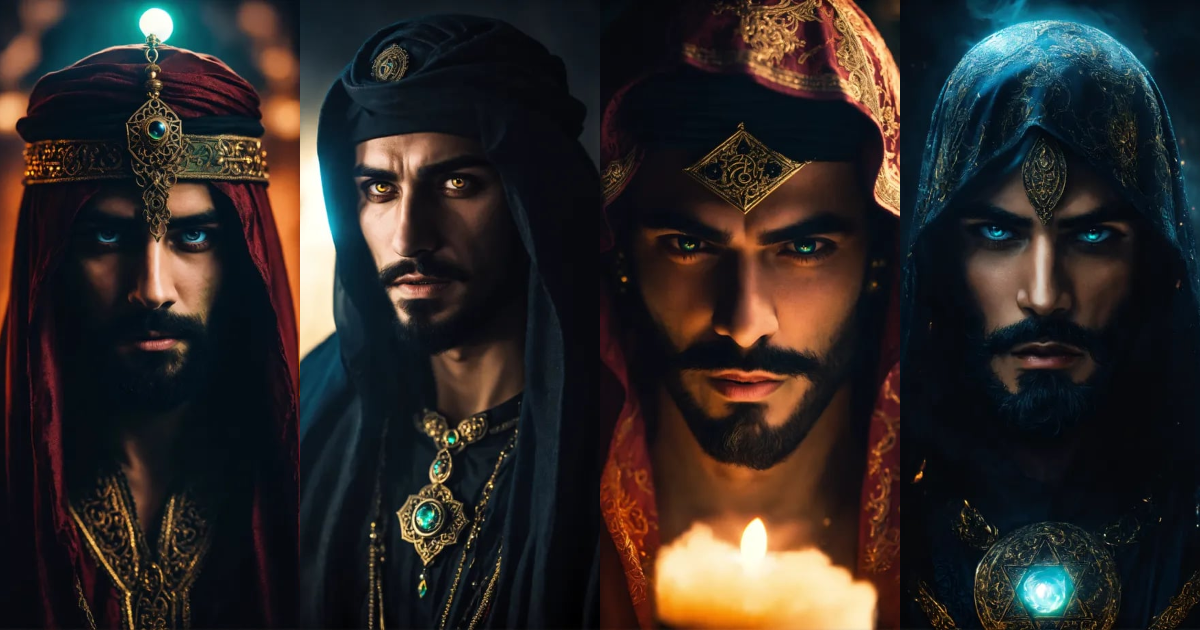 Lexica - Dark, mysterious and dramatic headshot of a handsome Arabic ...