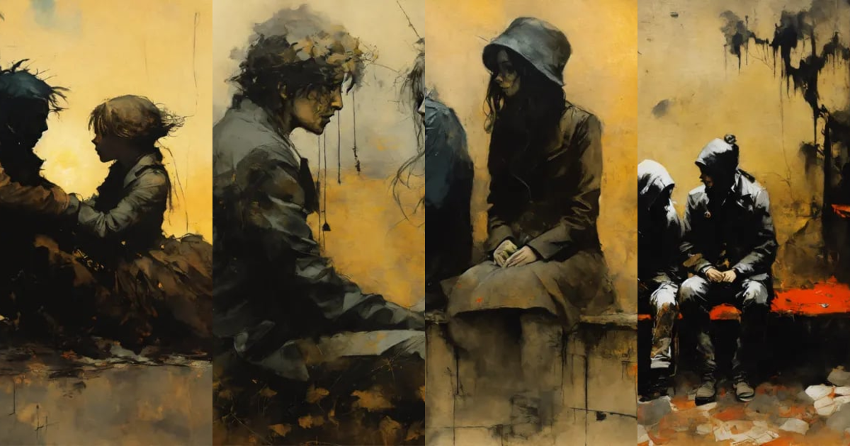 Lexica - Two lonely lovers, cuddling, high detailed intricate creepy ...