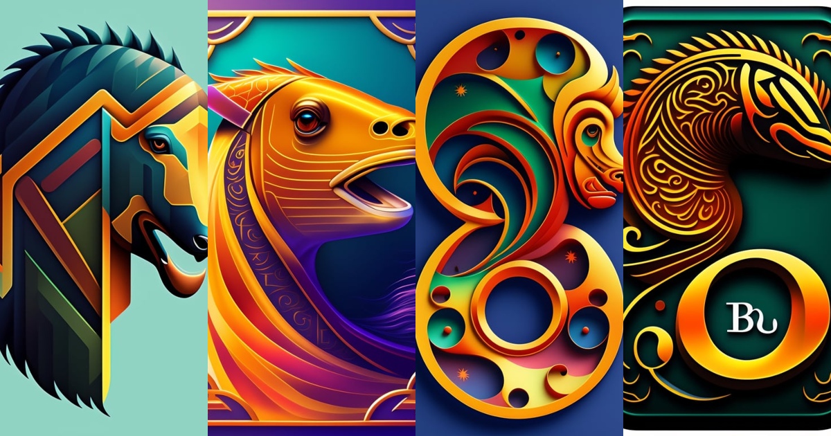 Lexica - Make a 2d monogram of a friendly barracuda head. geometric style