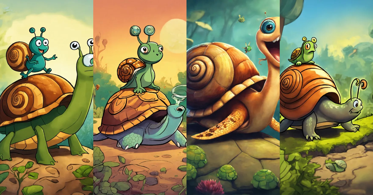 Lexica - "a CARTOON IMAGE OF A TERRIFIED snail RIDING ON top of a ...