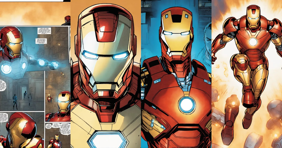 Lexica - Drawn comic book page, Marvel style Iron man, 2D, clear face ...