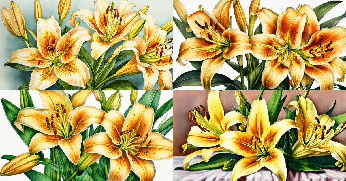 Lexica - Beautiful lilies, excellent, vintage style detailed colored ...