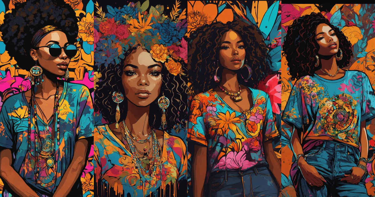 Lexica - Graffiti Boho Chic Black Woman in bohemianinspired clothing ...