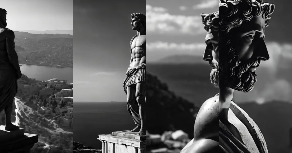 Lexica - Please generate a Greek statue-like image of a thinking strong ...