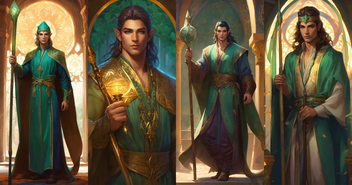Lexica - Persian Male Elf Wizard with magical staff, high cheekbones ...