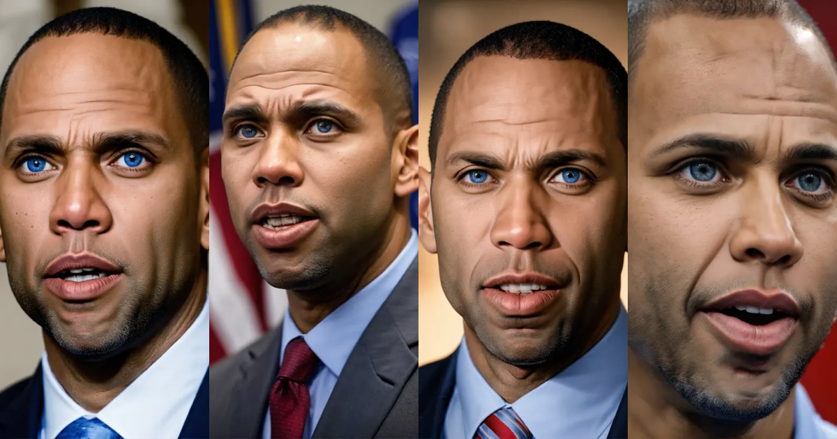 Lexica - HAKEEM JEFFRIES SILVERY-BLUE EYES, ANGRY, MAD YELLING, CROOKED ...