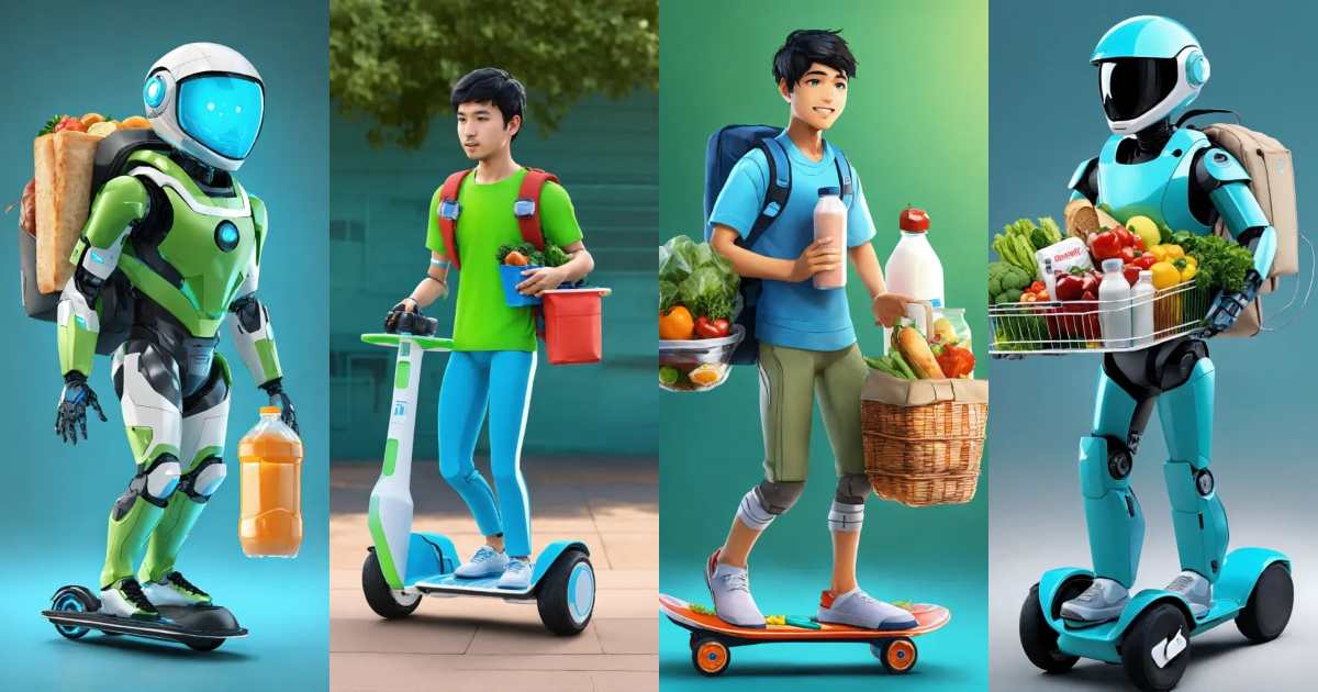 Lexica - A passionate male robot on hoverboard, realistic man face ...