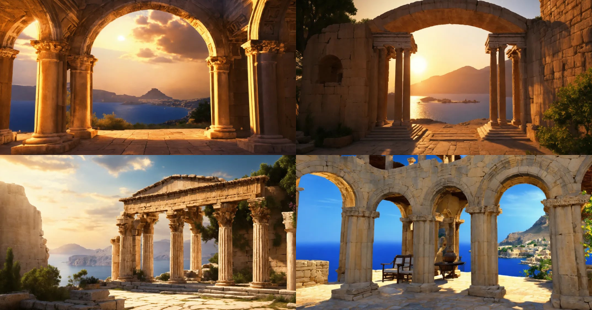Lexica - Magical, stunning arches, ancient Greece, realistic, 169, 8k
