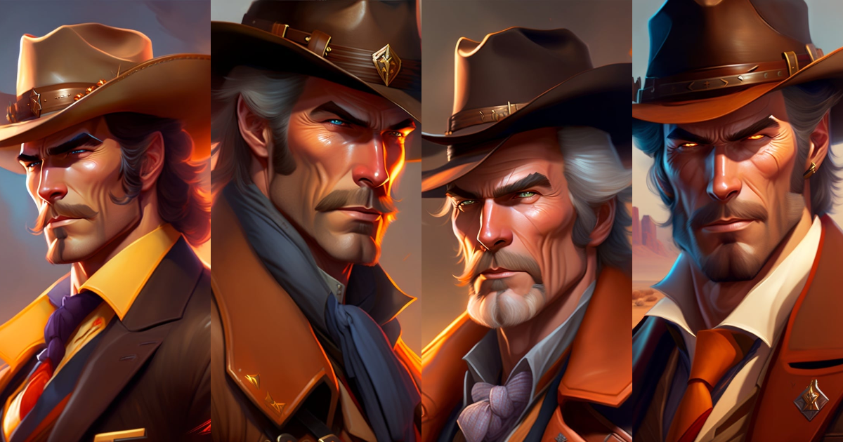 Lexica - Clint eastwood shot of brutal western cowboy, McCree Overwatch ...