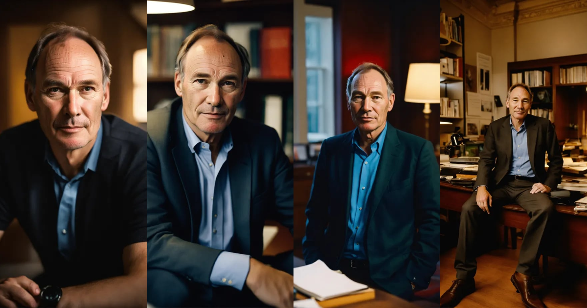 Lexica - A portrait of Tim Berners-Lee, in his office, looking at the ...