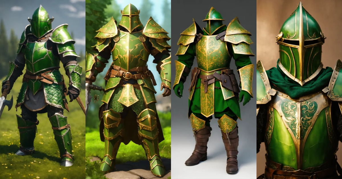 Lexica - Suit of subtly green mithril plate armor forged by dwarves ...