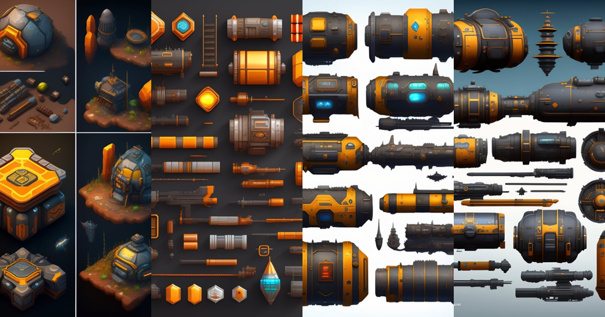 Lexica - 2d props concept game design assets sci-fi mine components ...