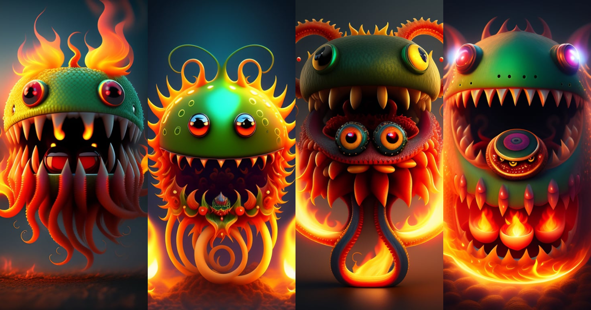 Lexica - Funny monster with 10 eyes, 3 mouths and 100 teeth, 5 ...