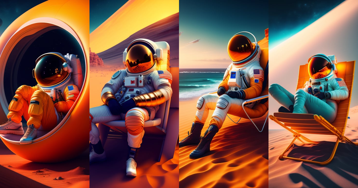 Lexica - An astronaut resting on mars in a beach chair, vibrant ...