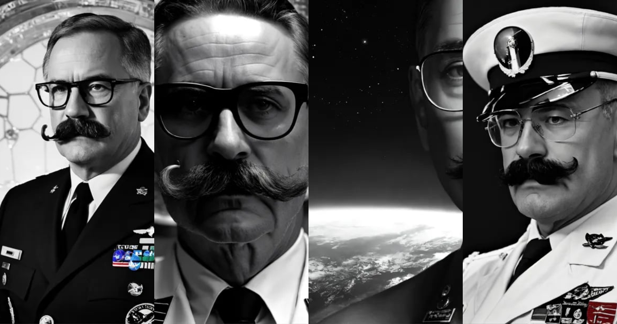 Lexica - NASA Commander in chief with glasses and mustache, surrealism ...