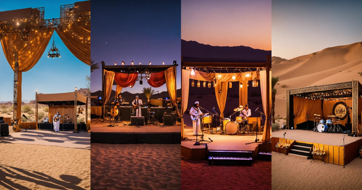 Lexica - Desert Arabian themed outdoor concert stage with live music bands