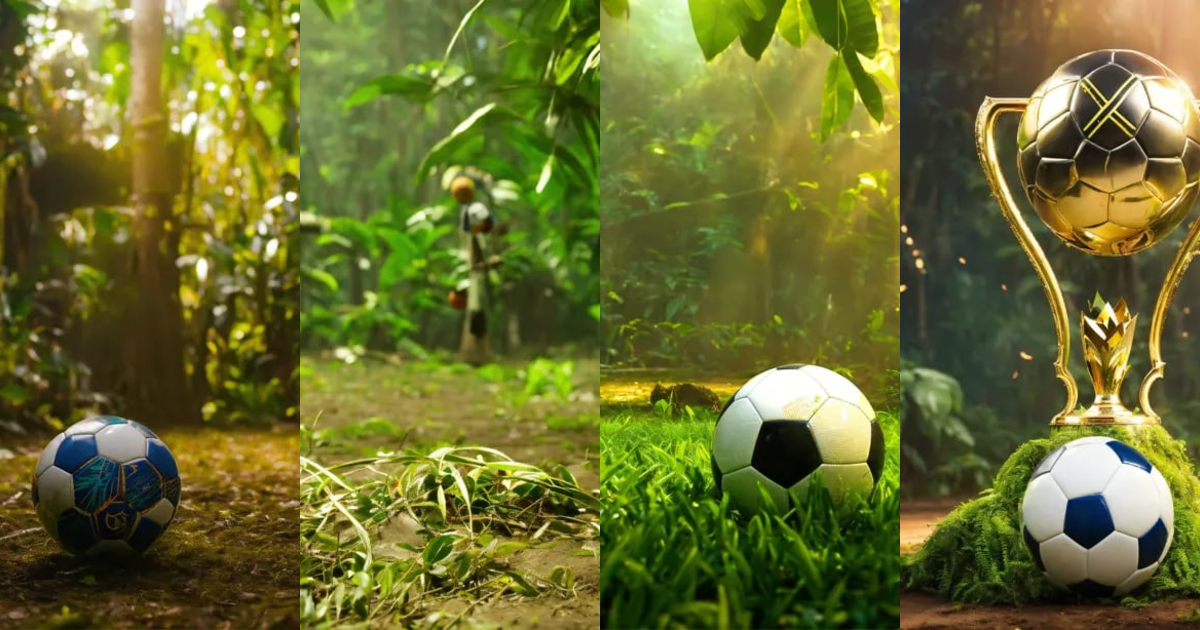 Lexica - A deep jungle with a soccer ball on the ground and a victory ...