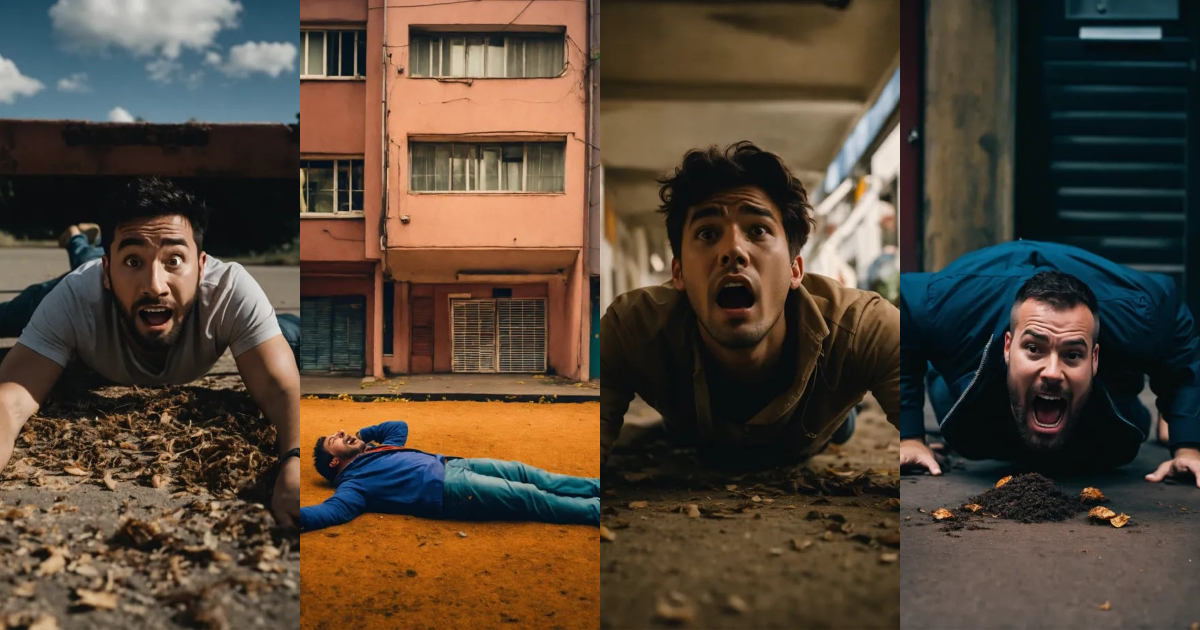 Lexica - Man lying on the ground with a terrified face