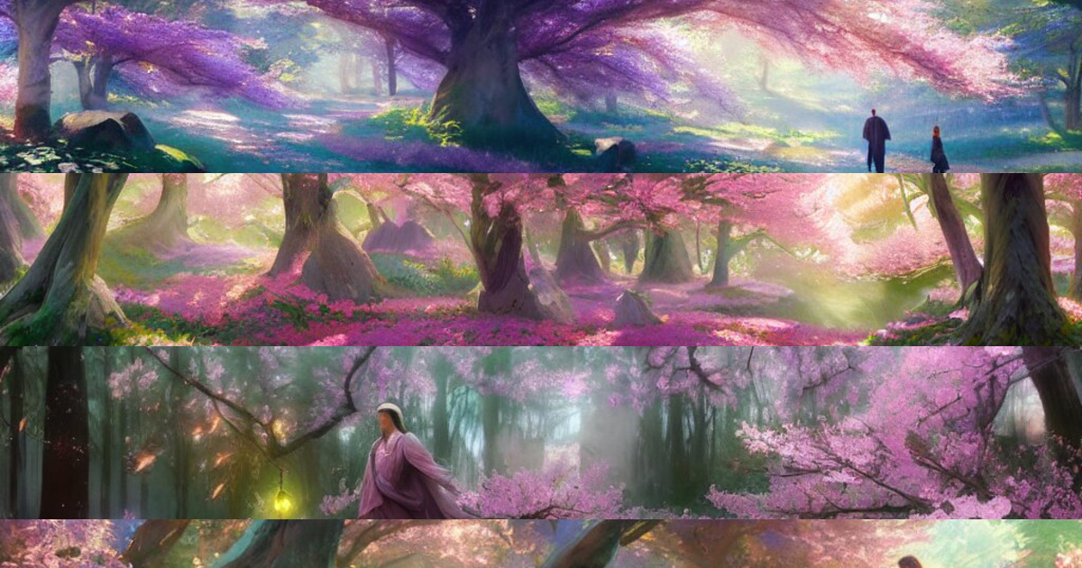 Lexica - Spiritual journey through an infinite magical forest, sakura ...