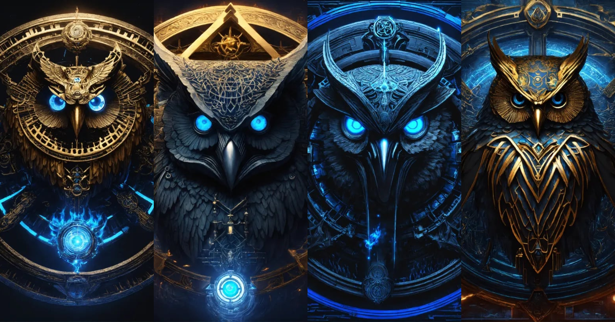 Lexica - Dark Evil Black, blue and black digital occultic sigil owl ...
