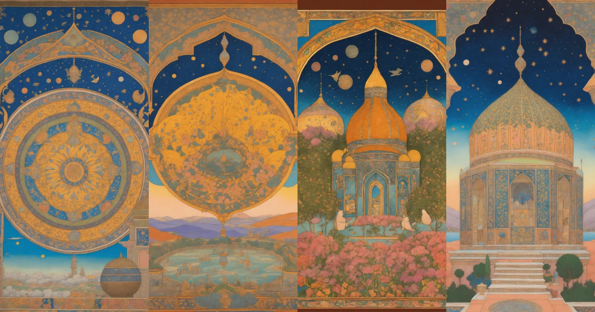 Lexica - Persian traditional art drawing the celestial symphony. Line ...