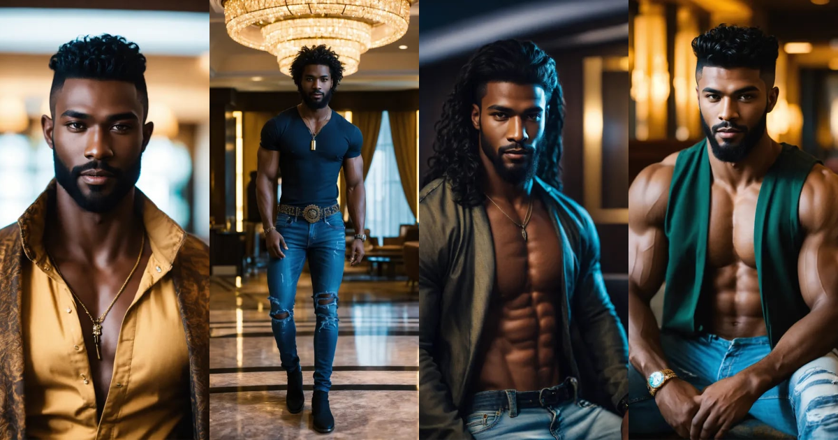Lexica - Handsome human-looking alien male. With black skin. Arab ...