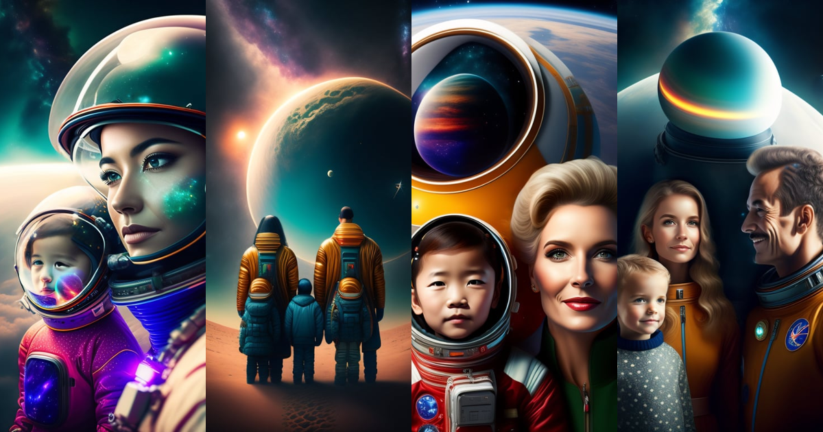 Lexica - A realistic portrait of an alien family in space