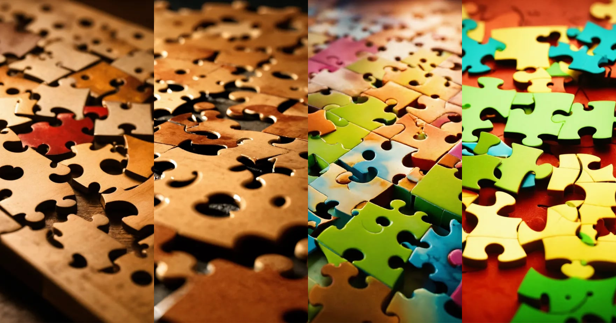 Lexica - Broken pieces of jigsaw puzzle get in line