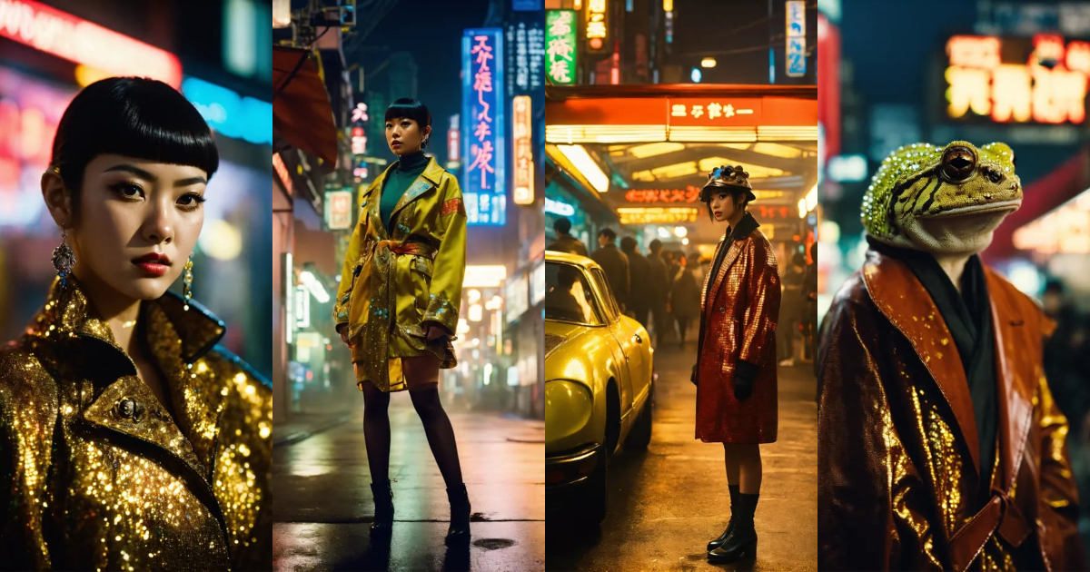 Lexica - Photorealistic Tokyo Street Fashion Shoot of a Diamond Toad in ...