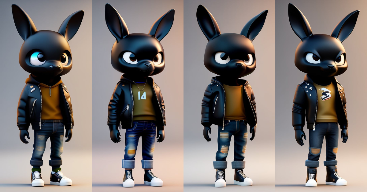Lexica - Cartoon Black Humanoid Rabbit with large white eyes. He’s ...