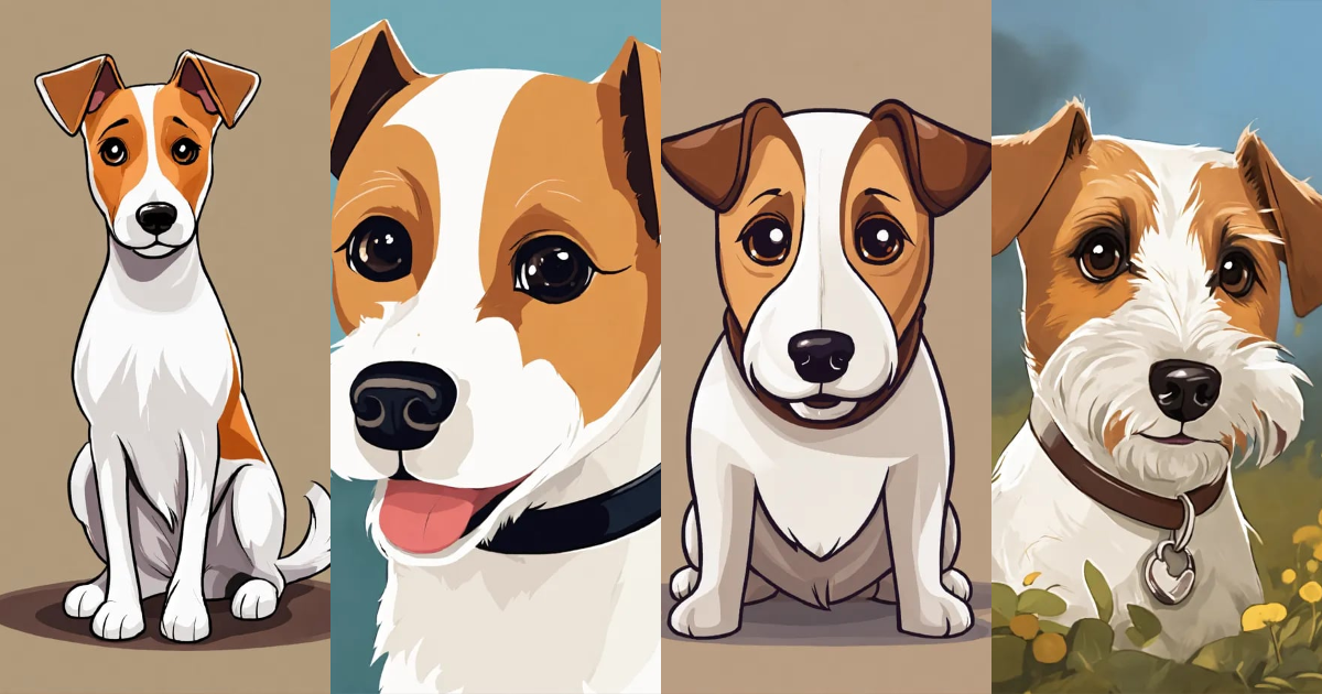 Lexica - Cute cartoon parson russell terrier dog, happy with brown ears.