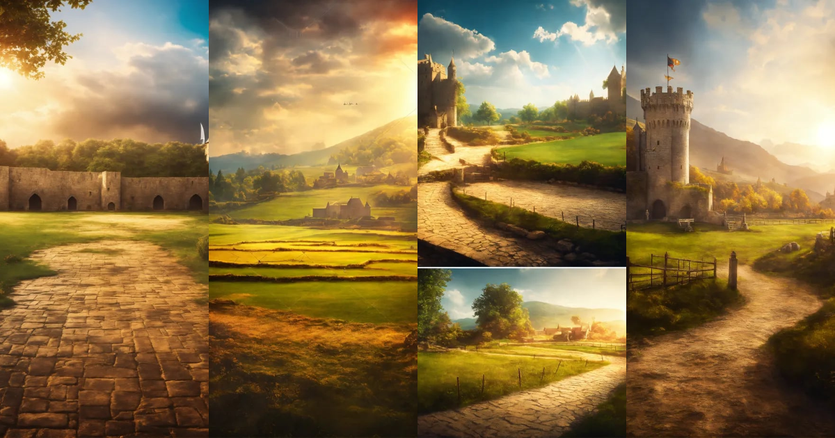 Lexica - Create a design Medieval background with fantasy lighting ...