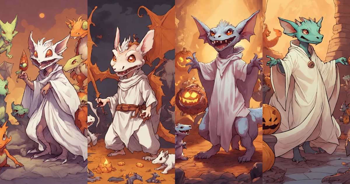 Lexica - A funny, wild, tiny Kobold sorcerer surrounded by much larger ...