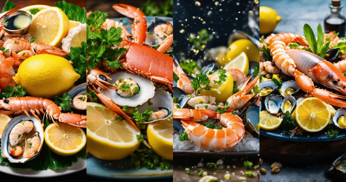 Lexica - Seafood platter. With spectacular splashes of lemon. Creative ...
