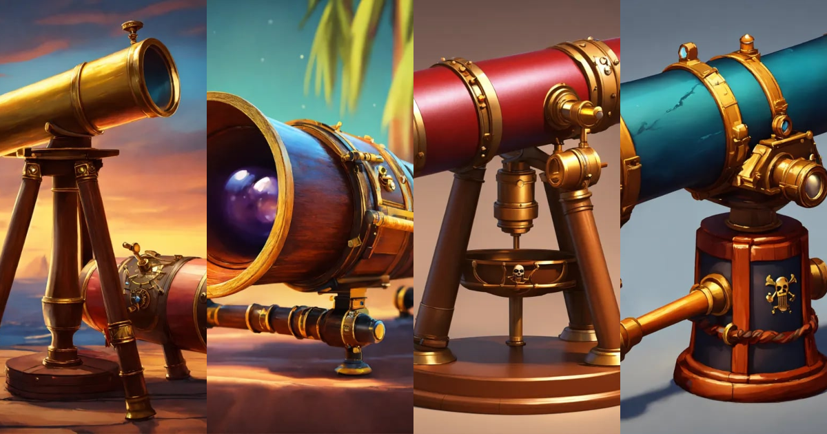 Lexica - Pirate telescope, isolate object, realistic cartoon oil paint ...