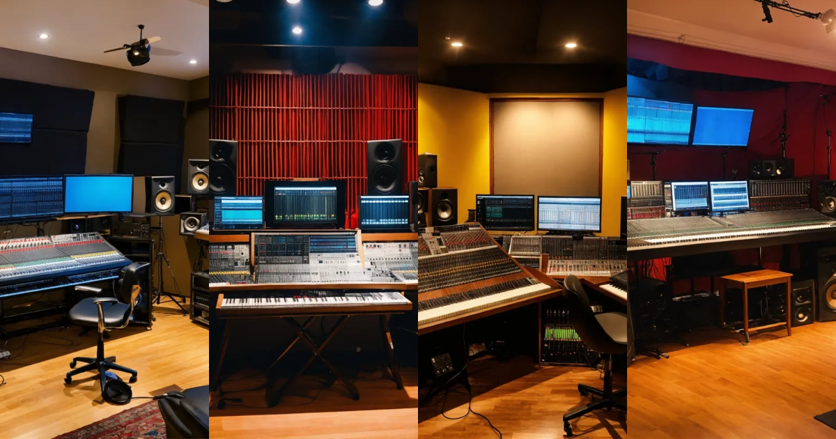 Lexica - A photo of a professional music studio. The studio is well ...