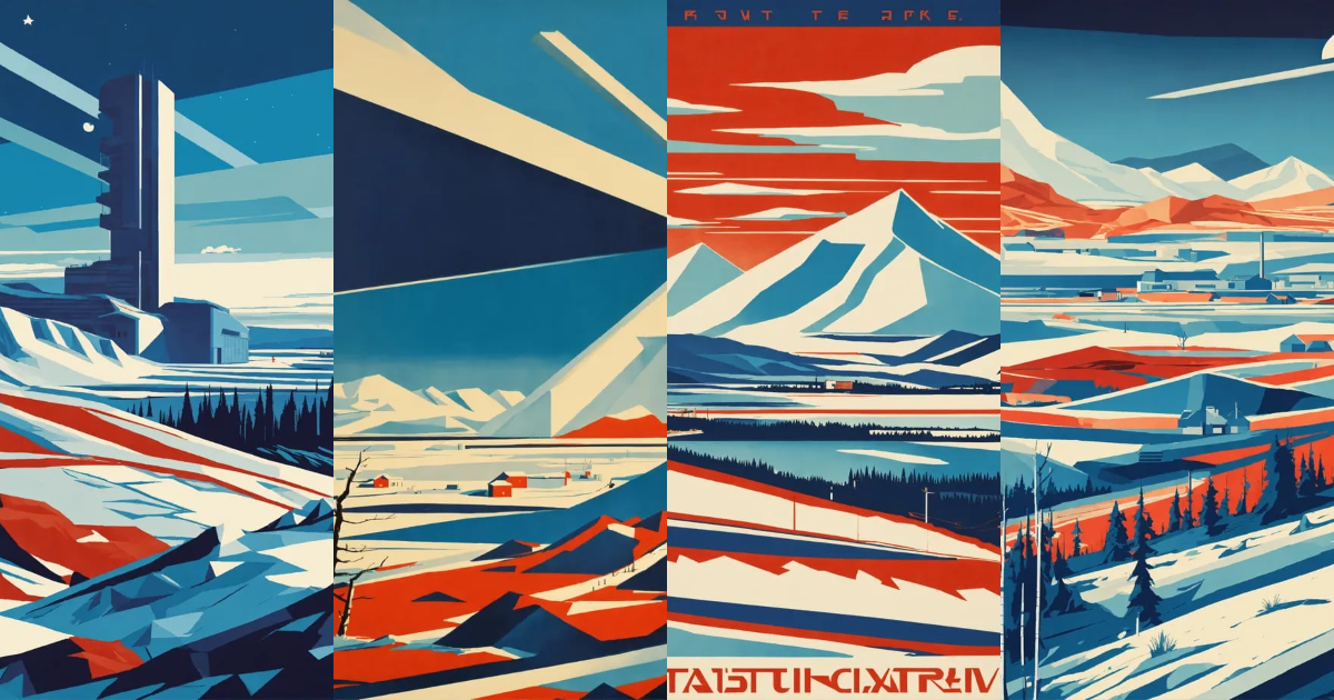Lexica - Brutal Soviet poster of constructivism, beautiful arctic field ...