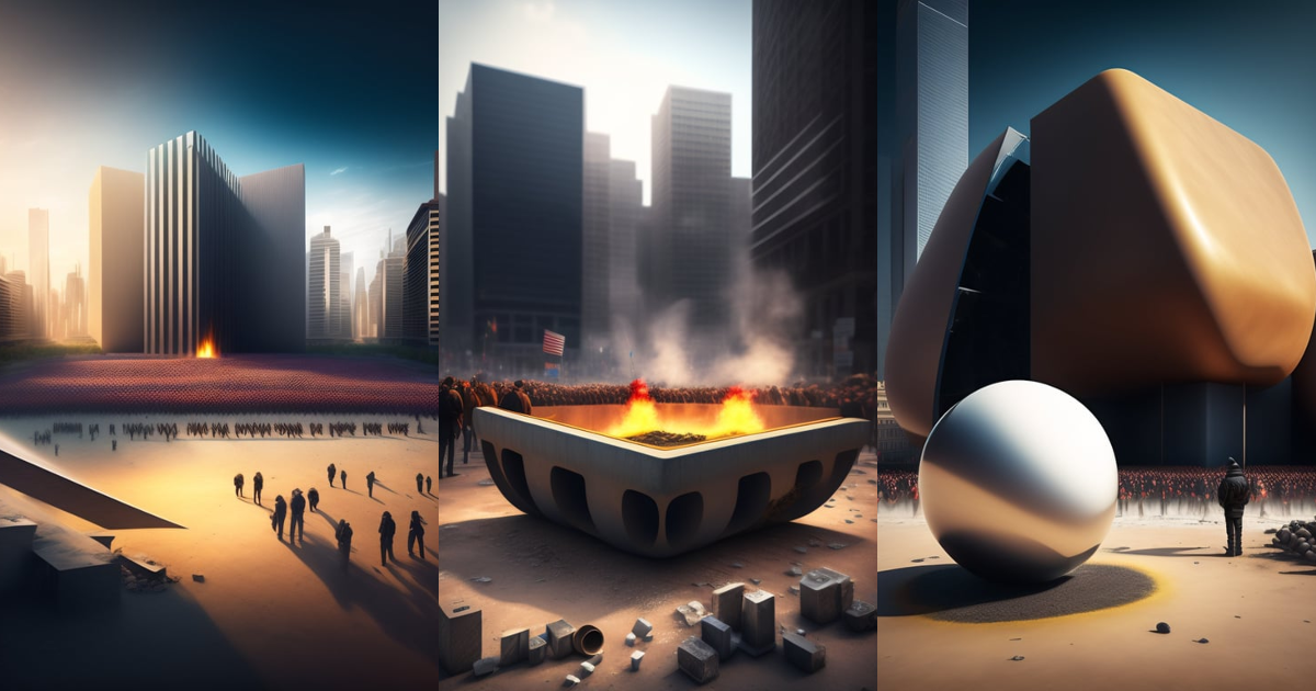 Lexica - Protesting crowd in the square, , with three-dimensional ...