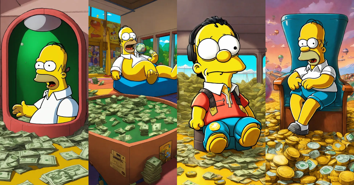 Lexica - The simpsons are the king of the world with a lot of money a ...