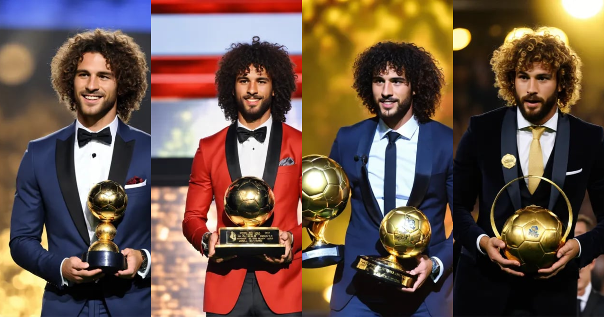 Lexica - Awarding the golden ball to the best football player, on stage ...