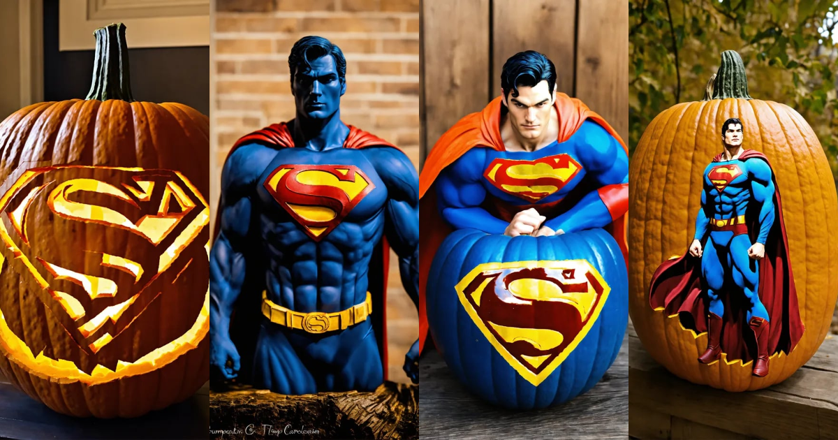 Lexica - Superman inspired realistic carved pumpkin