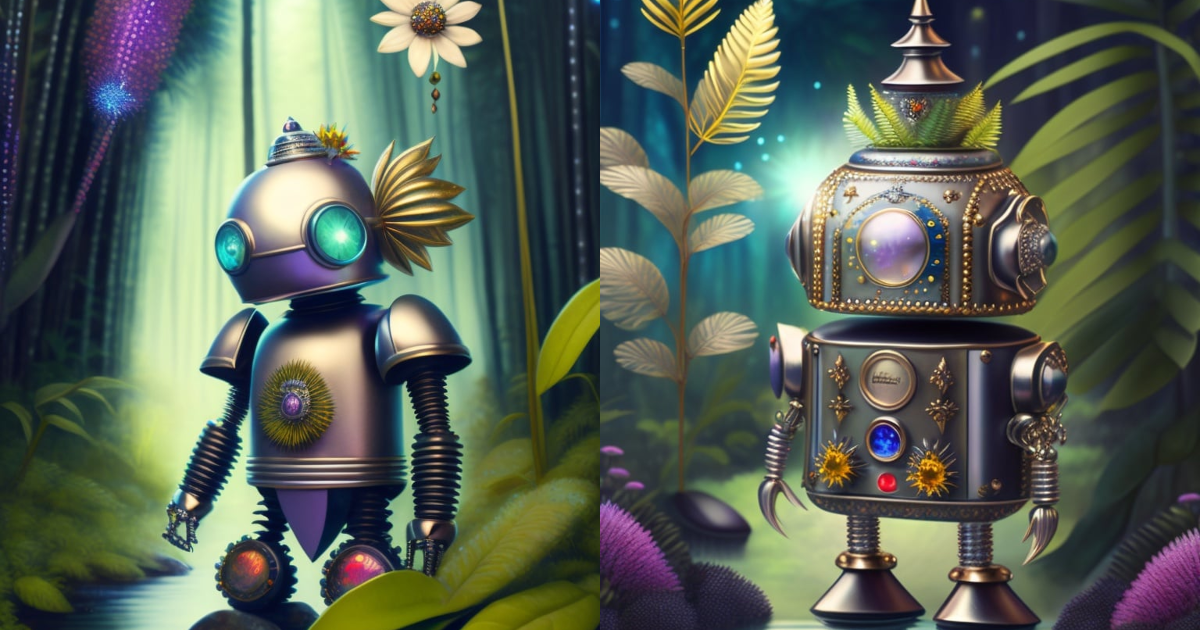 Lexica - Magic trippy silver 1950;s spiked robot with attitude, jewel ...