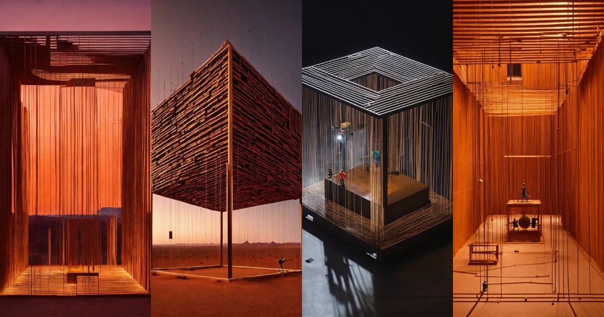 Lexica - Monument Valley, marionette's thin strings control urban cube ...