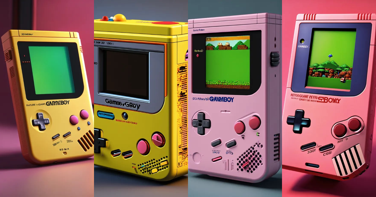 Lexica - 3D retro game boy render