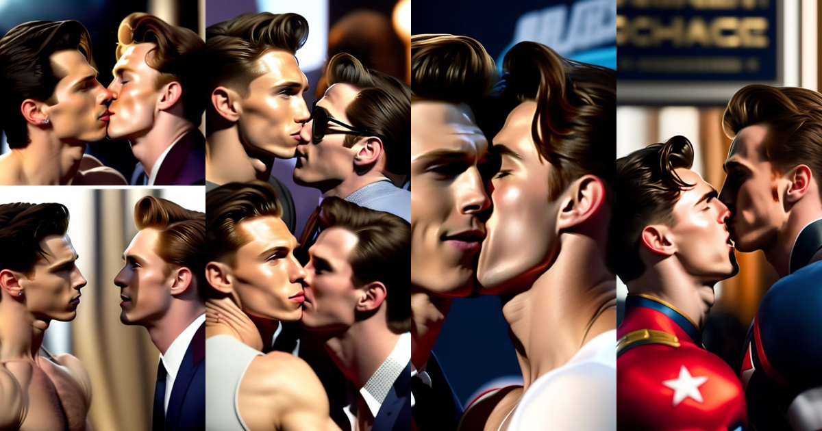 Lexica - Tom Holland kissing Chris Evans.