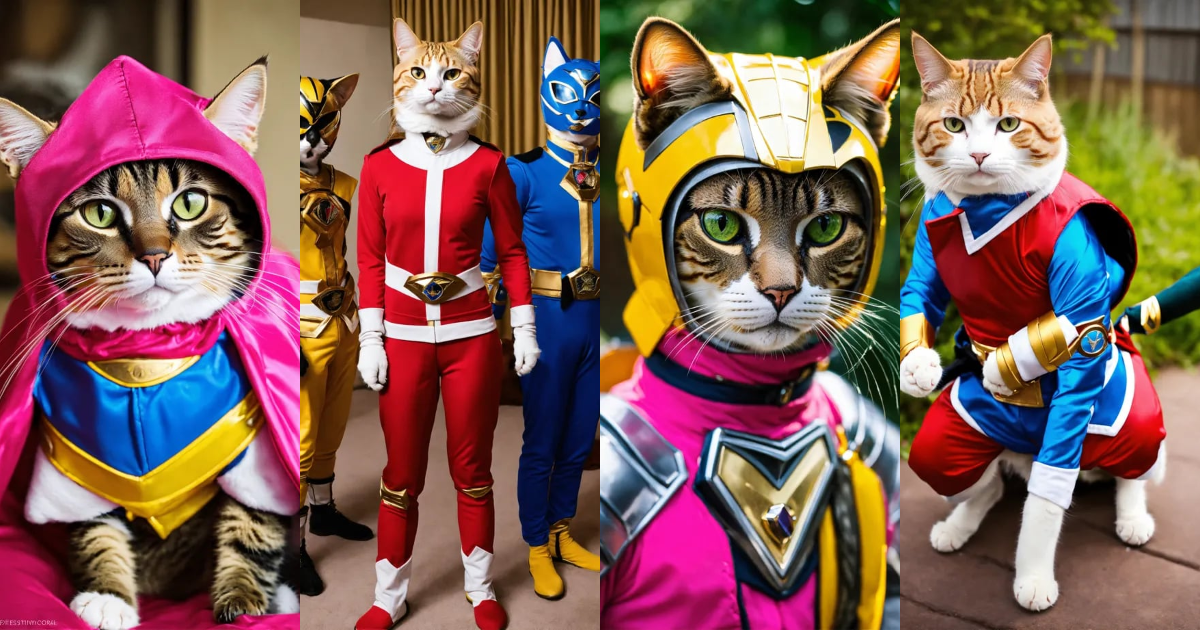 Lexica - Cat Power Rangers cosplay. cats in clothes