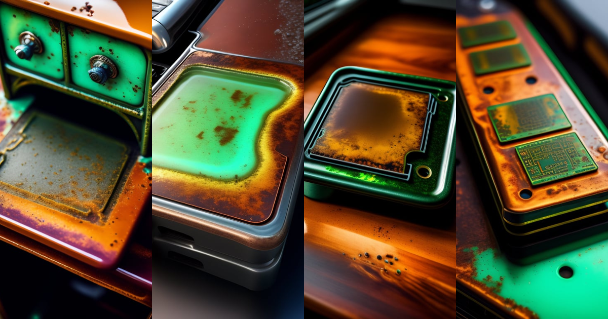 Lexica - Abandoned corroded pcb on a desk